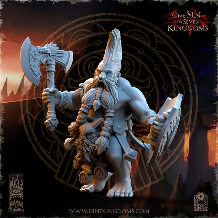 3D Printable Tharin Fyrebeard by The Beholder Miniatures