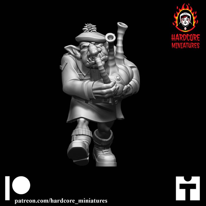 3D Printable Distraction Gobbo with Bagpipe Squiggo by Hardcore Miniatures