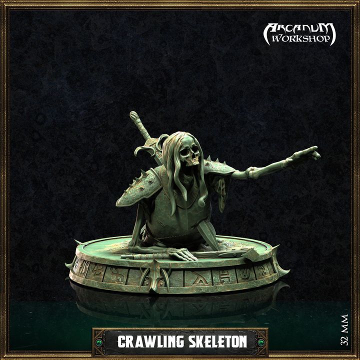 3D Printable Skeleton Crawling (32mm) by Arcanum Workshop