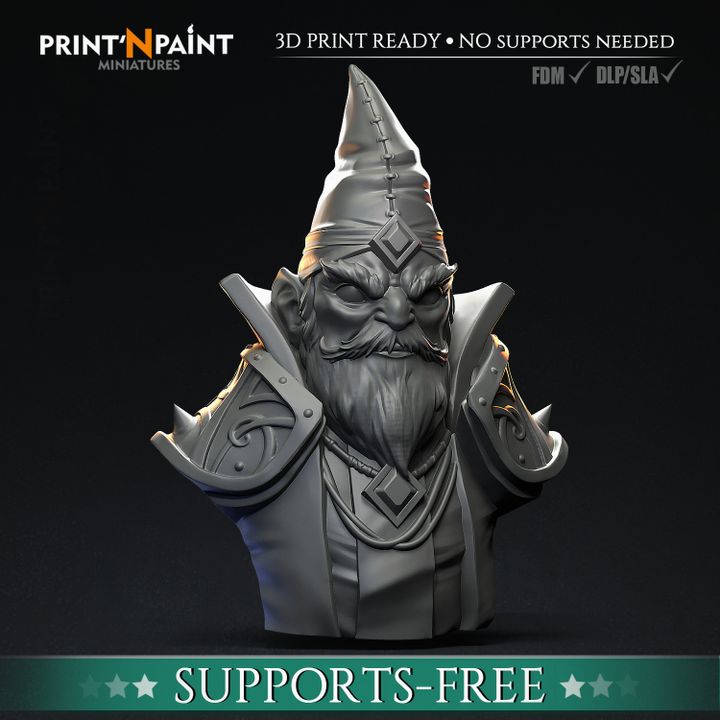 3D Printable Gnome Pyromancer Bust by Leonardo Escovar