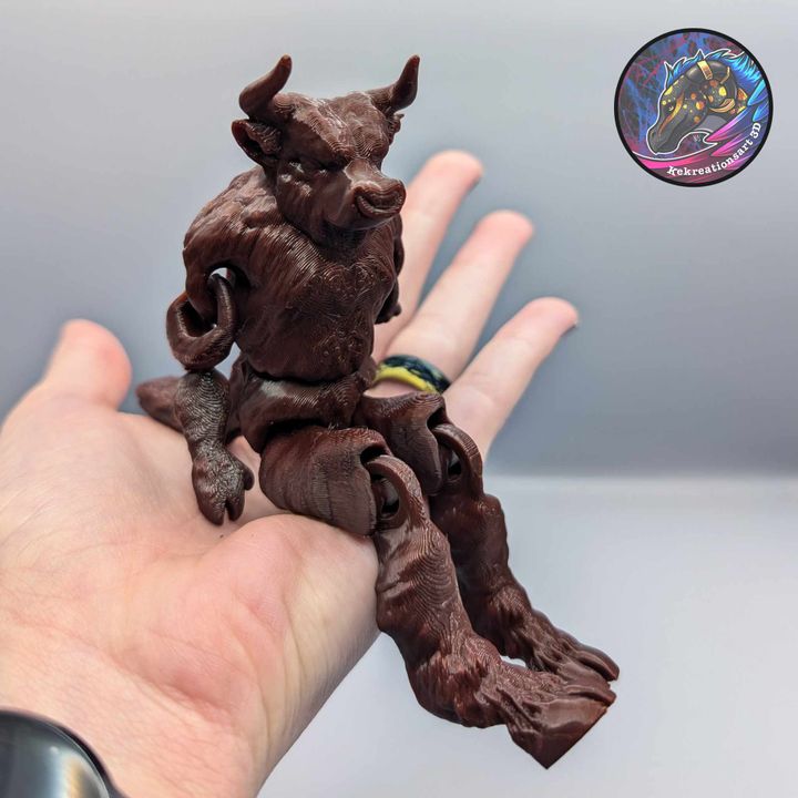 3D Printable Mini and Tiny Flexi Minotaur by Kirsten M