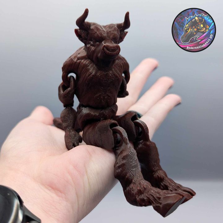 3D Printable Mini and Tiny Flexi Minotaur by Kirsten M