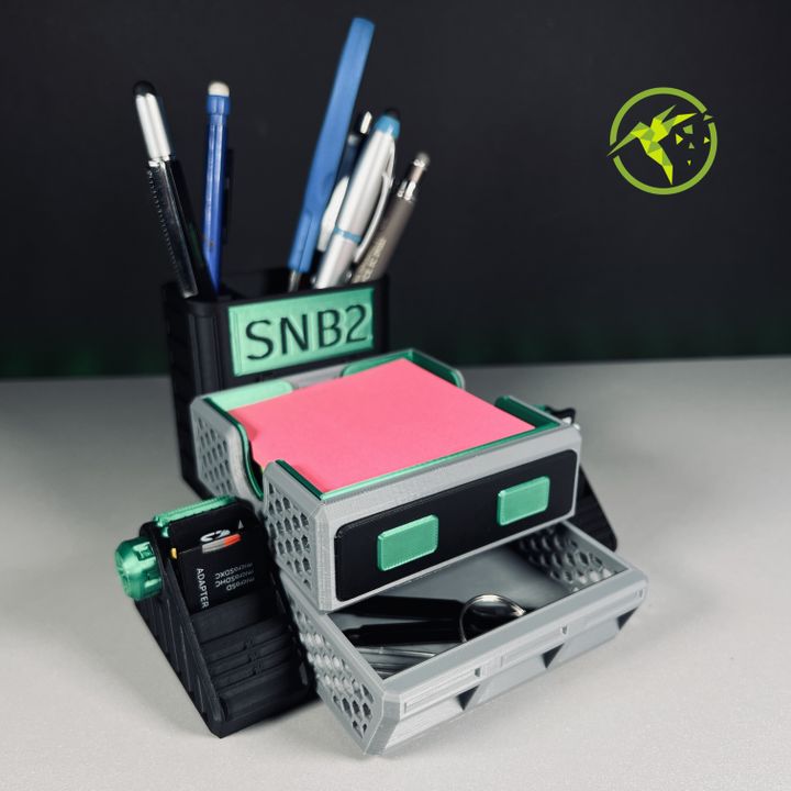 3D Printable SNB2: Sticky Note Bot (Snib) - Desktop Organizer by Thin ...