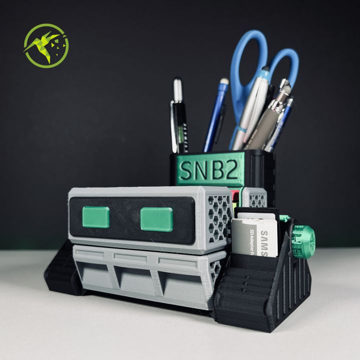 3D Printable SNB2: Sticky Note Bot (Snib) - Desktop Organizer by Thin ...