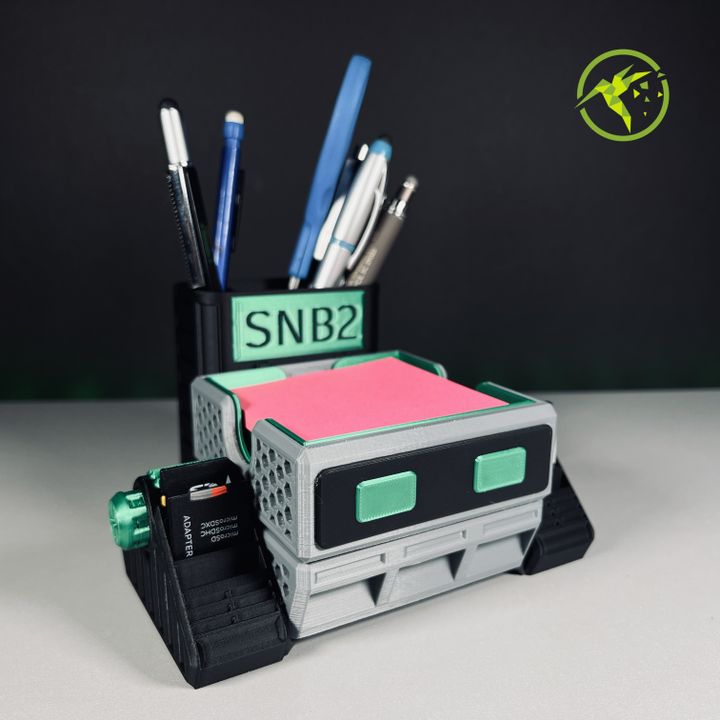 3D Printable SNB2: Sticky Note Bot (Snib) - Desktop Organizer by Thin ...