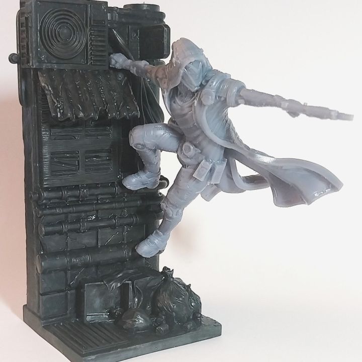 3D Print of Cyberpunk Ghost Assassin - The Silver Jackal (Diorama Pose ...