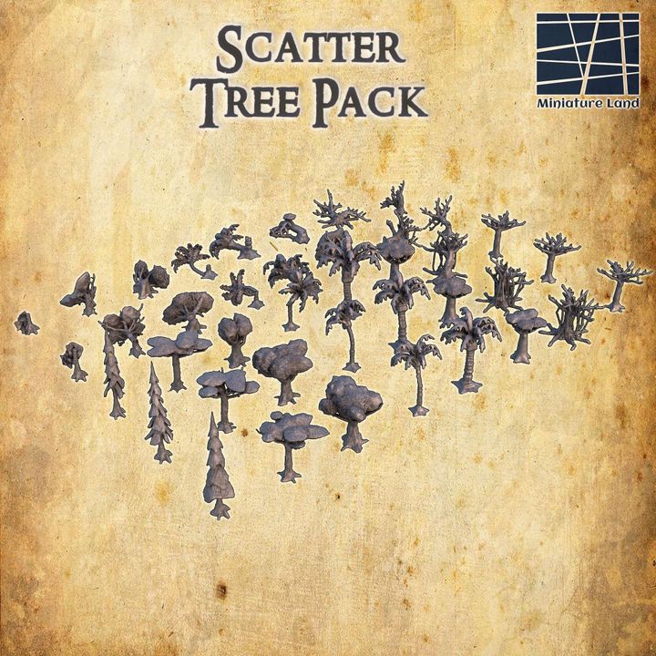 3D Printable Scatter Tree Pack - Tabletop Terrain - 28 MM by MiniatureLand