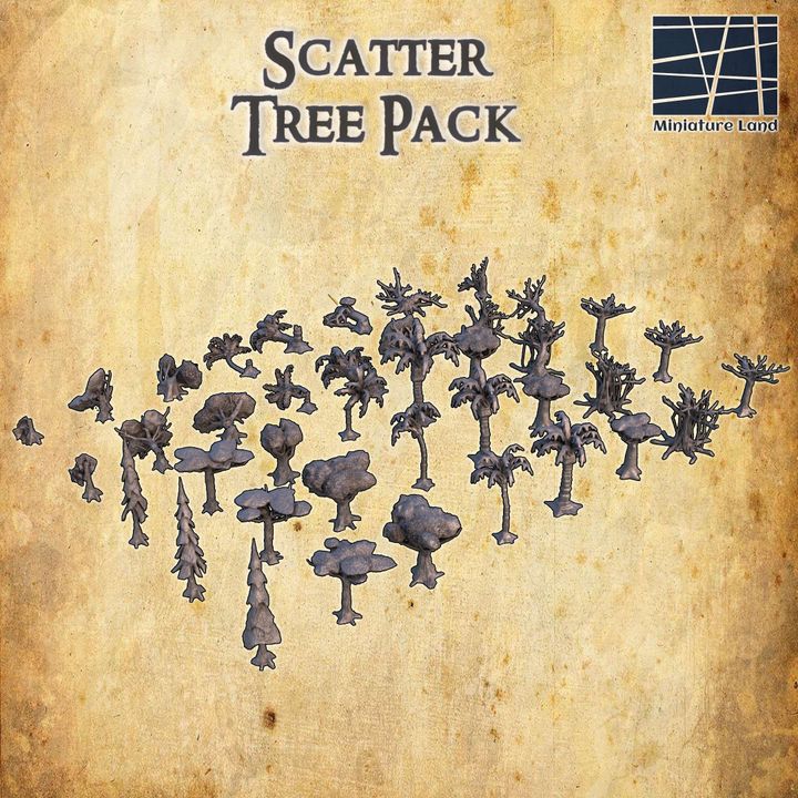 3D Printable Scatter Tree Pack - Tabletop Terrain - 28 MM by MiniatureLand