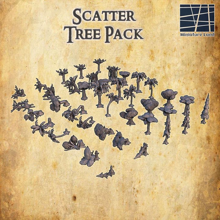 3D Printable Scatter Tree Pack - Tabletop Terrain - 28 MM by MiniatureLand