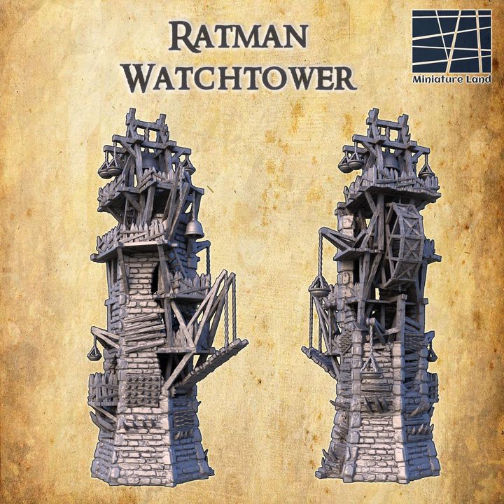 3D Printable Ratman Watchtower - Tabletop Terrain - 28 MM by MiniatureLand