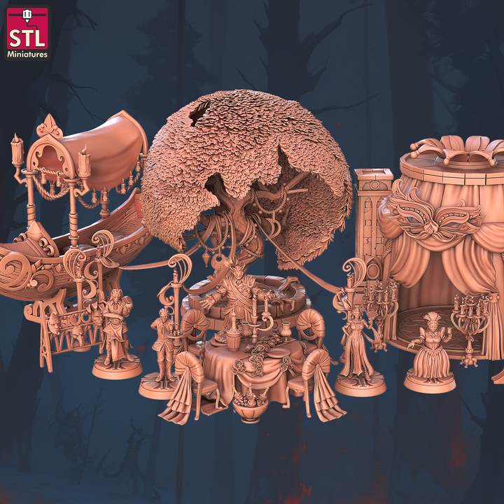 3D Printable Masquerade Vetenian Carnival Set by STL Miniatures
