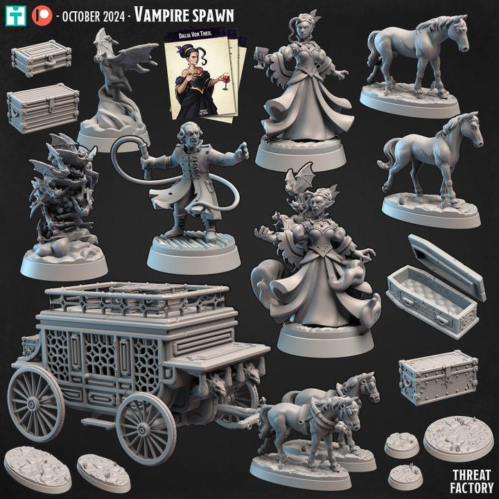 3D Printable [OCTOBER 2024 RELEASE] Vampire & Carriage by Threat Factory