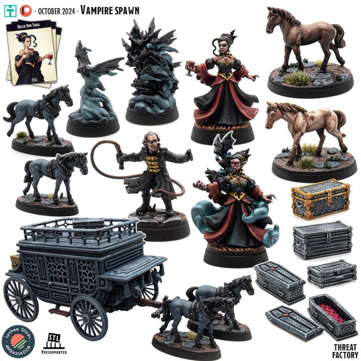 3D Printable [OCTOBER 2024 RELEASE] Vampire & Carriage by Threat Factory
