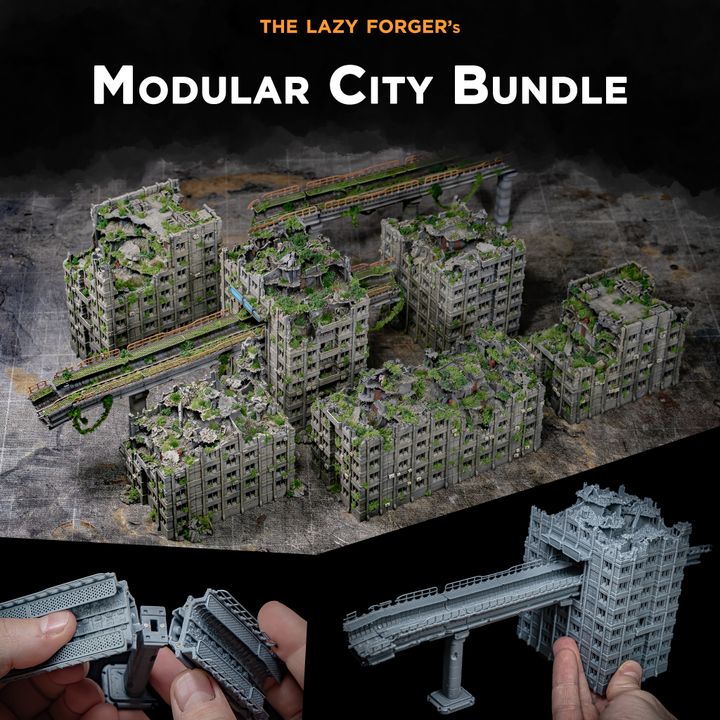 3D Printable Ruined Modular City Bundle by The Lazy Forger