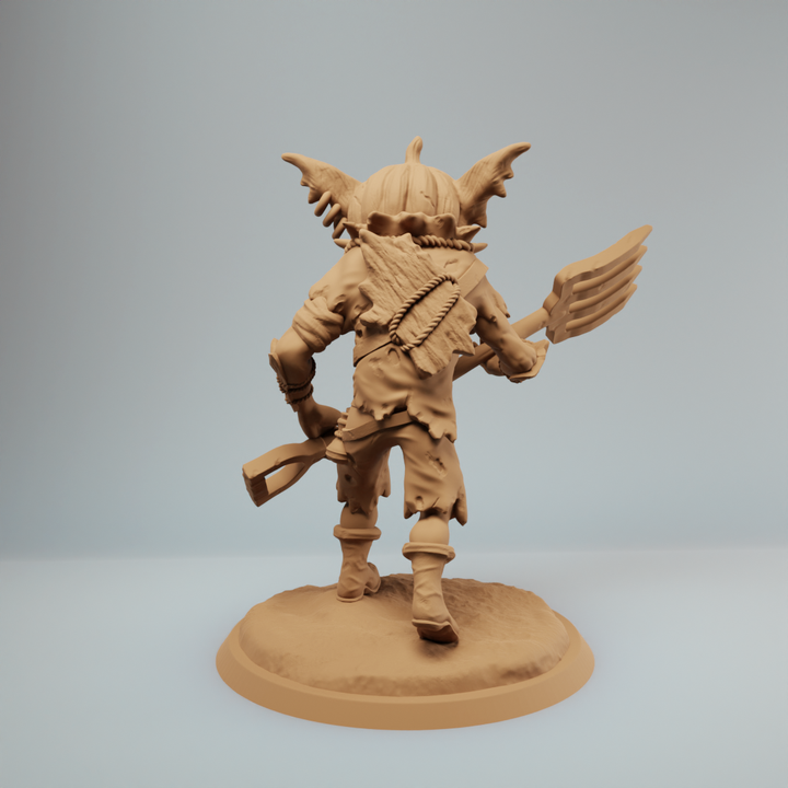 3D Printable Goblin Gremlin Pumpkin with pitchfork - pre supported by ...