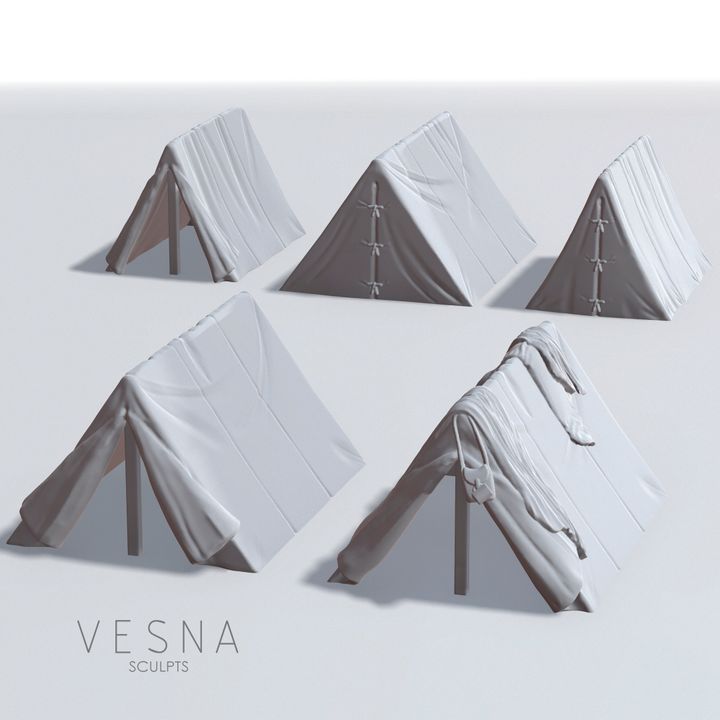 3D Printable 19TH CENTURY A-FRAME TENTS by VESNA SCULPTS
