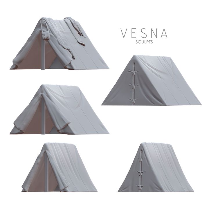 3D Printable 19TH CENTURY A-FRAME TENTS by VESNA SCULPTS
