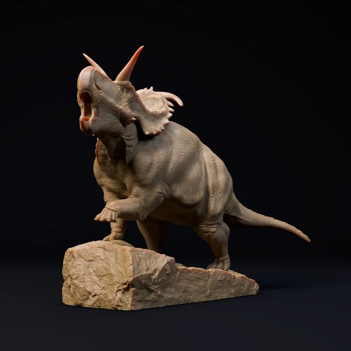 3D Printable Lokiceratops roar 1-35 scale pre-supported dinosaur by ...