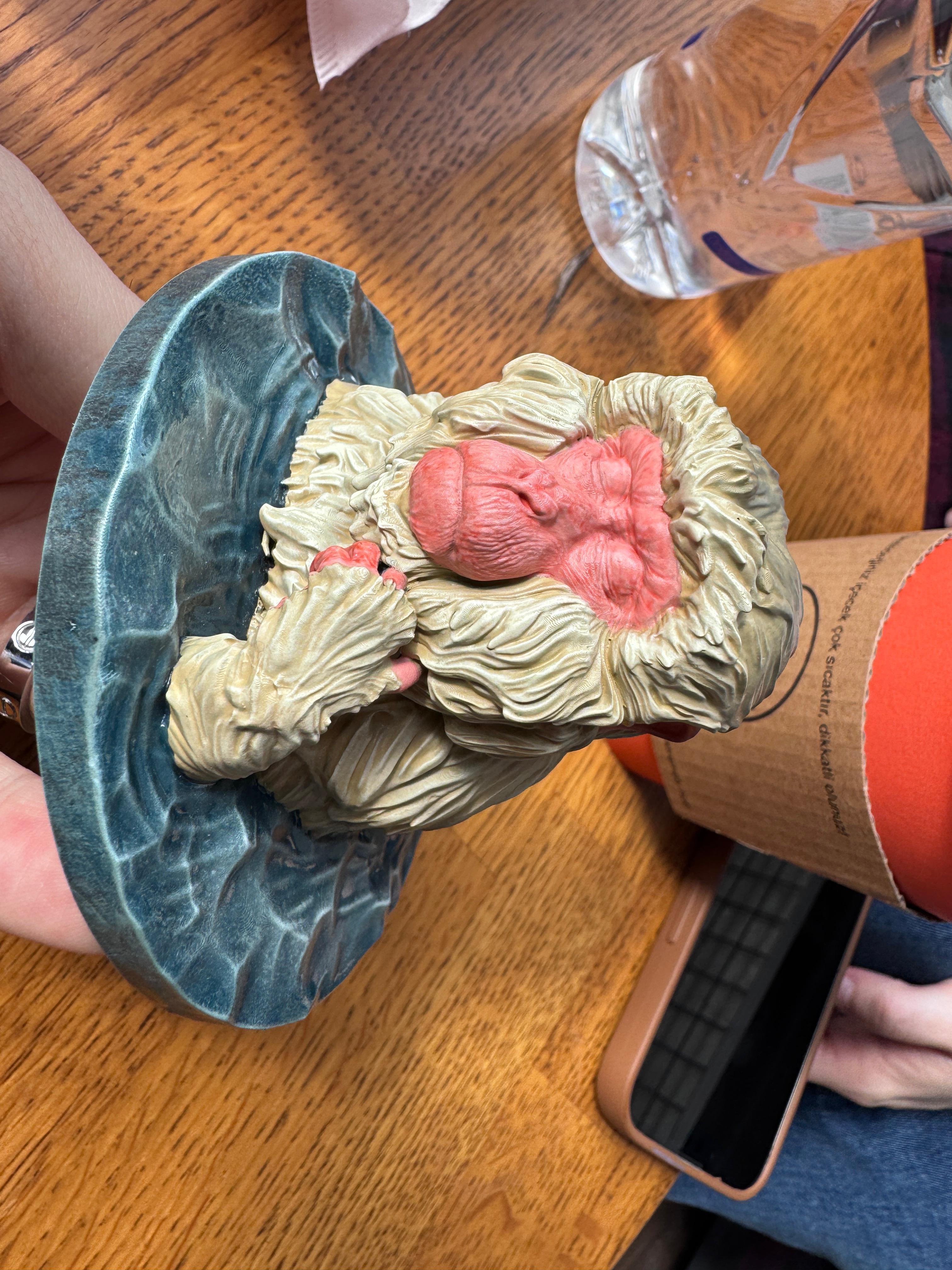 3D Printable Japanese Macaque Bathing by Animal Den Miniatures