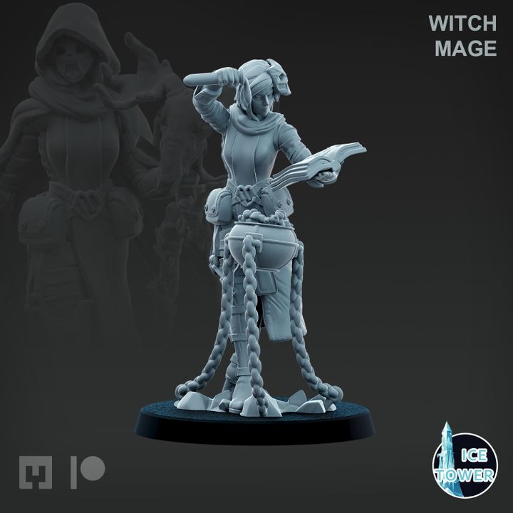 3D Printable Hero - Witch Mage by Ice Tower