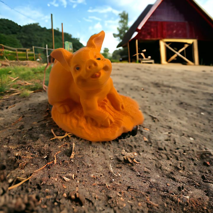 3D Printable Pig and branch by anthony