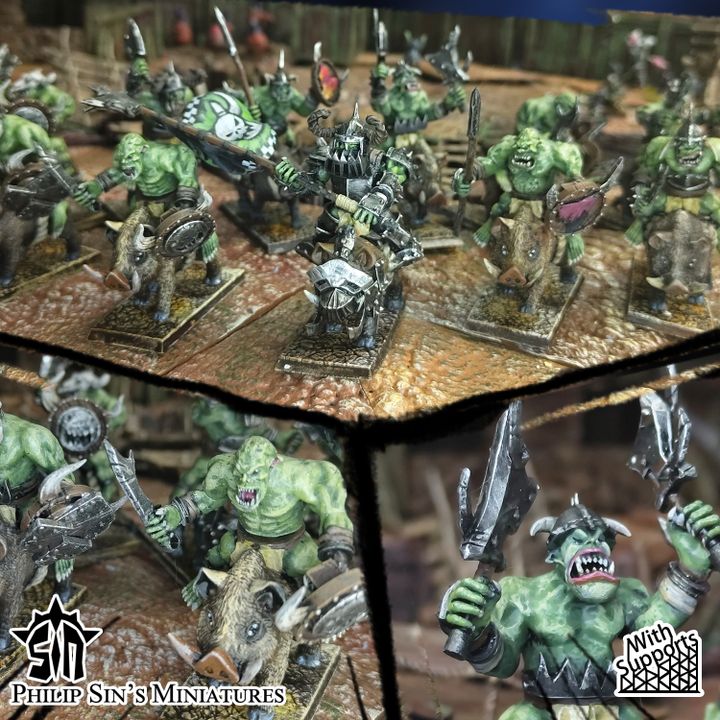 3D Printable Orc Boar Riders by Sin's Miniatures