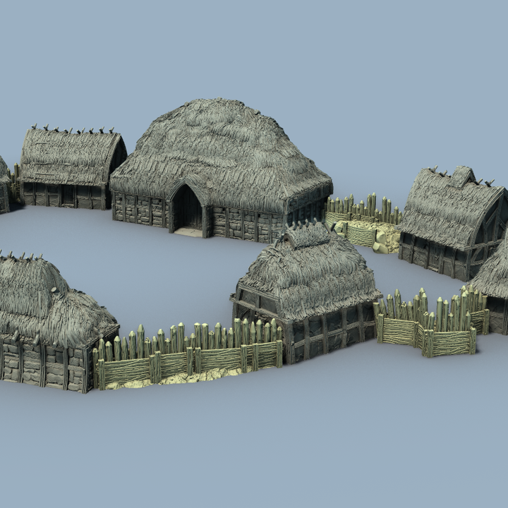 3D Printable Eastlingham: Rural Peasant Hamlet Core Set by GameScape3D