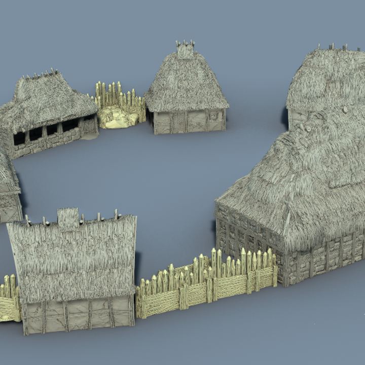 3D Printable Eastlingham: Rural Peasant Hamlet Core Set by GameScape3D