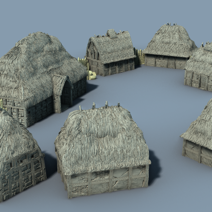 3D Printable Eastlingham: Rural Peasant Hamlet Core Set by GameScape3D