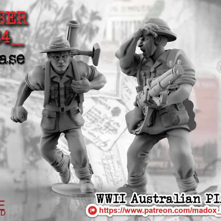 3D Printable WWII Australian PIAT teams by BattleCat Miniatures