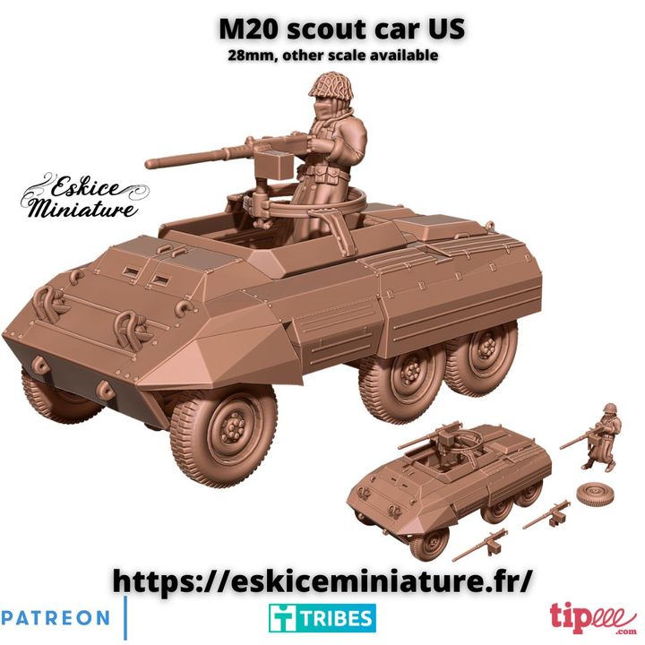 3D Printable M20 Scout car - 28mm by Eskice Miniature - Aron