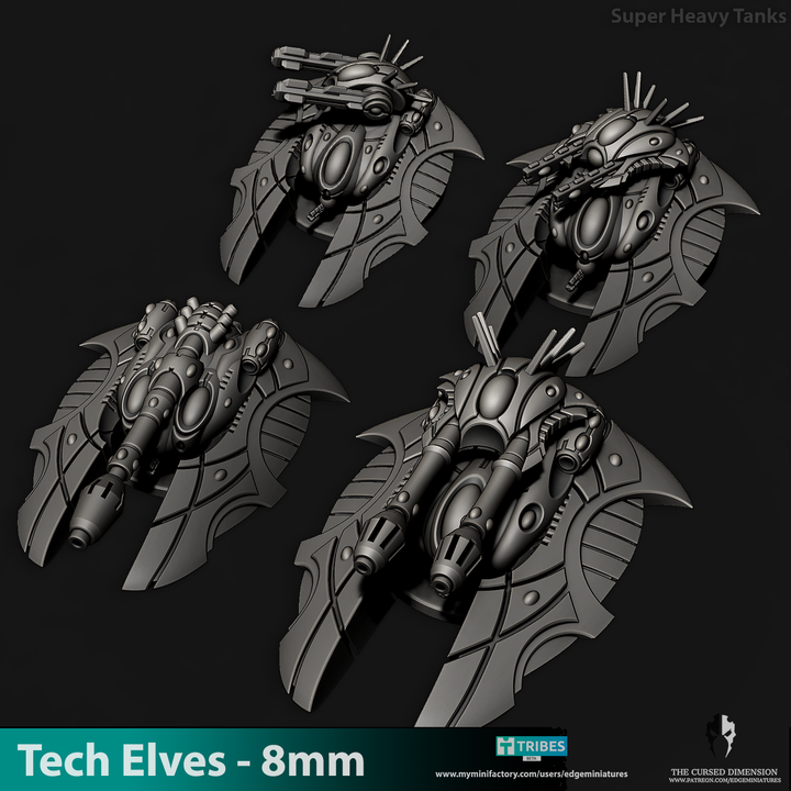3D Printable Super Heavy Tanks - Tech Elves - 8mm by Edge Miniatures
