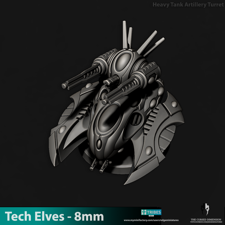 3D Printable Heavy Artillery Tank - Tech Elves - 8mm by Edge Miniatures
