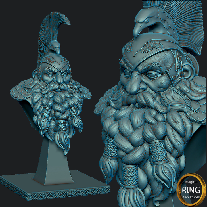 3D Printable Dwarf bust by MagicalRingMiniatures