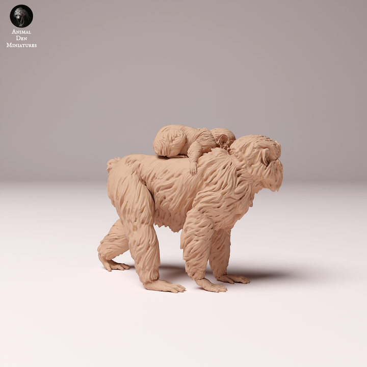 3D Printable Japanese Macaque Female and Infant by Animal Den Miniatures