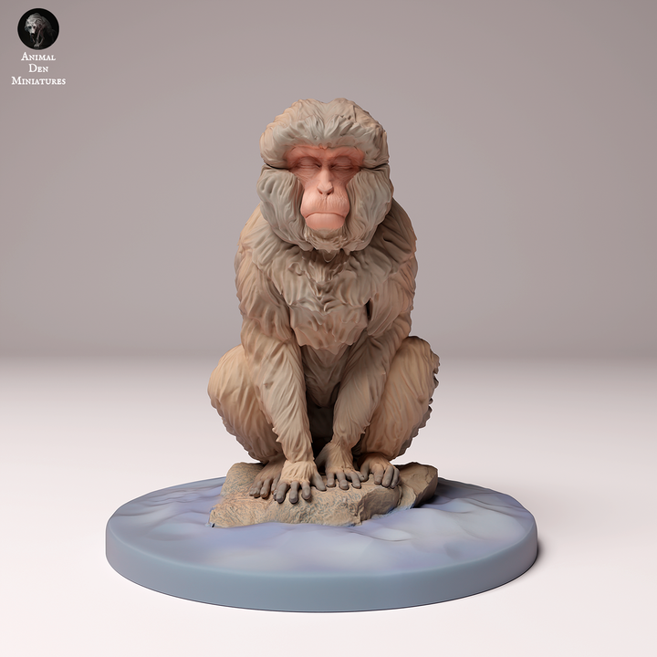 3D Printable Japanese Macaque Sitting by Animal Den Miniatures