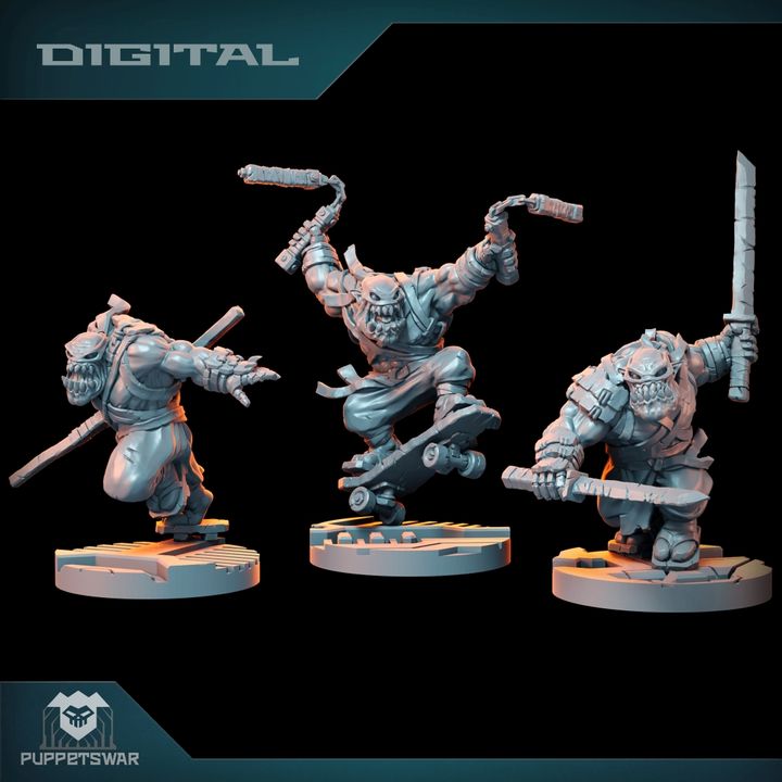 3D Printable Orc Ninja Family by Puppetswar Miniatures