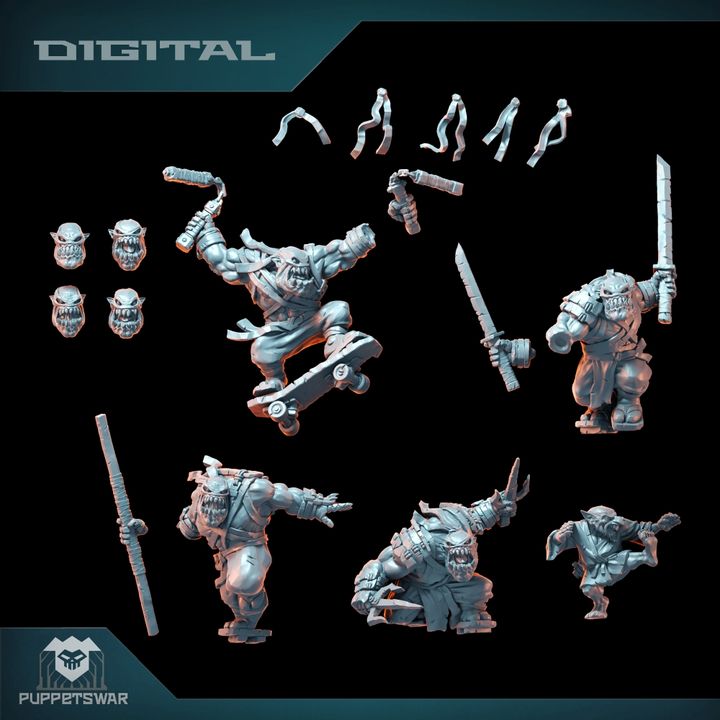 3D Printable Orc Ninja Family by Puppetswar Miniatures