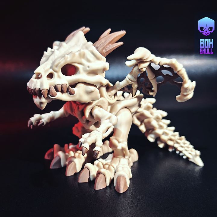 3D Printable SKELETON DRAGON - FLEXI - ARTICULATED by BOXSKULL