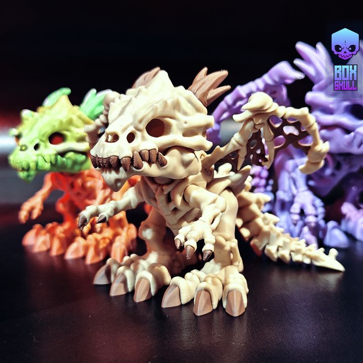 3D Printable SKELETON DRAGON - FLEXI - ARTICULATED by BOXSKULL