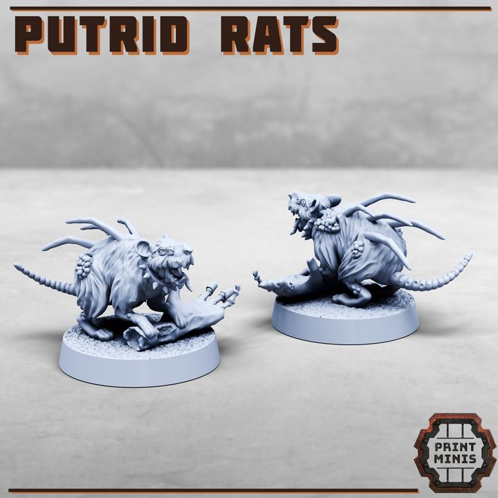 3D Printable Putrid Rats - Mutated Hellspire Creatures x5 by Print Minis
