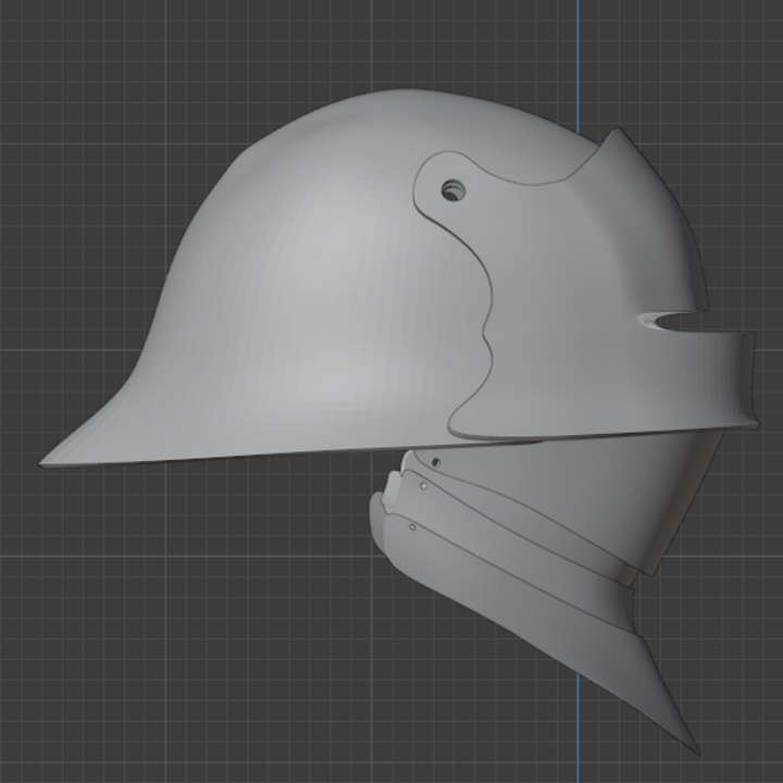 3D Printable German Sallet Helmet with Bevor Improved by Brian
