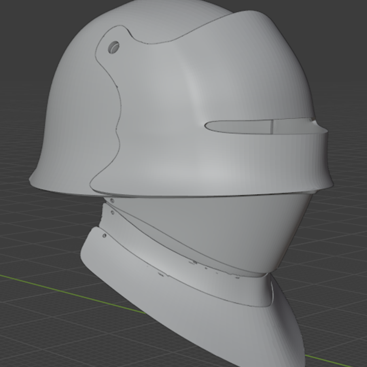 3D Printable German Sallet Helmet with Bevor Improved by Brian