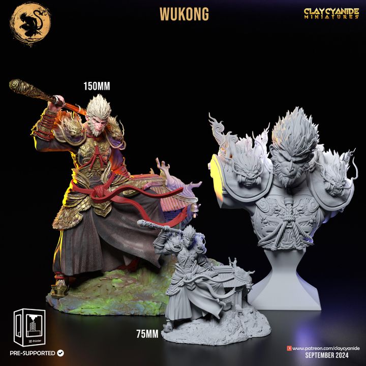 3D Printable Wukong Part 1 Bundle by Clay Cyanide Miniatures