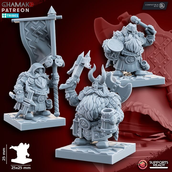 3D Printable Dwarf Rangers with crossbows by Ghamak