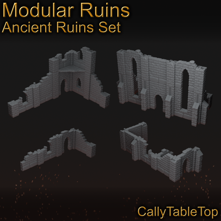 3D Printable Modular Ancient Ruins - Full Set by Cally Tabletop