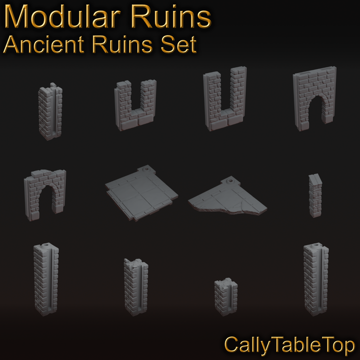 3D Printable Modular Ancient Ruins - Full Set by Cally Tabletop
