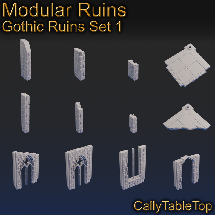 3D Printable Modular Gothic Ruins - Full Set 1 - Tabletop Terrain by ...