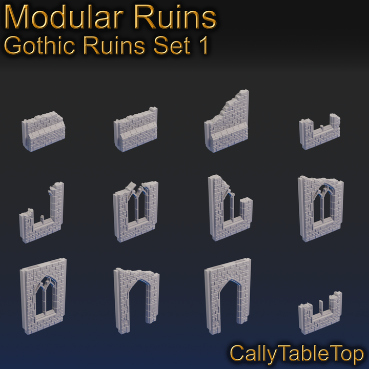 3D Printable Modular Gothic Ruins - Full Set 1 - Tabletop Terrain by ...