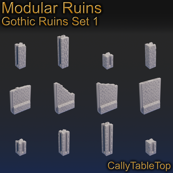 3D Printable Modular Gothic Ruins - Full Set 1 - Tabletop Terrain by ...